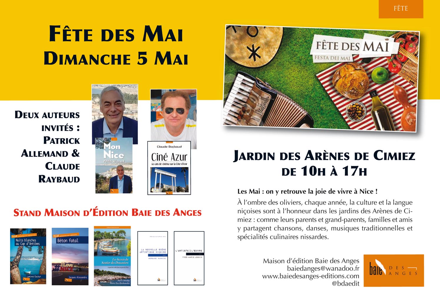 Dimanche 5 Mai Fête des Mai – Baie des Anges éditions