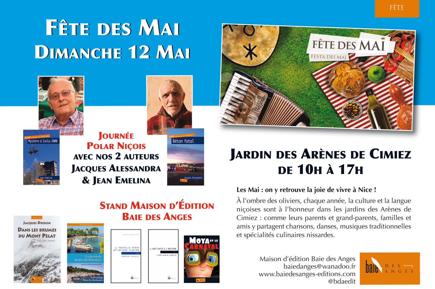 Dimanche 12 Mai Fête des Mai – Baie des Anges éditions
