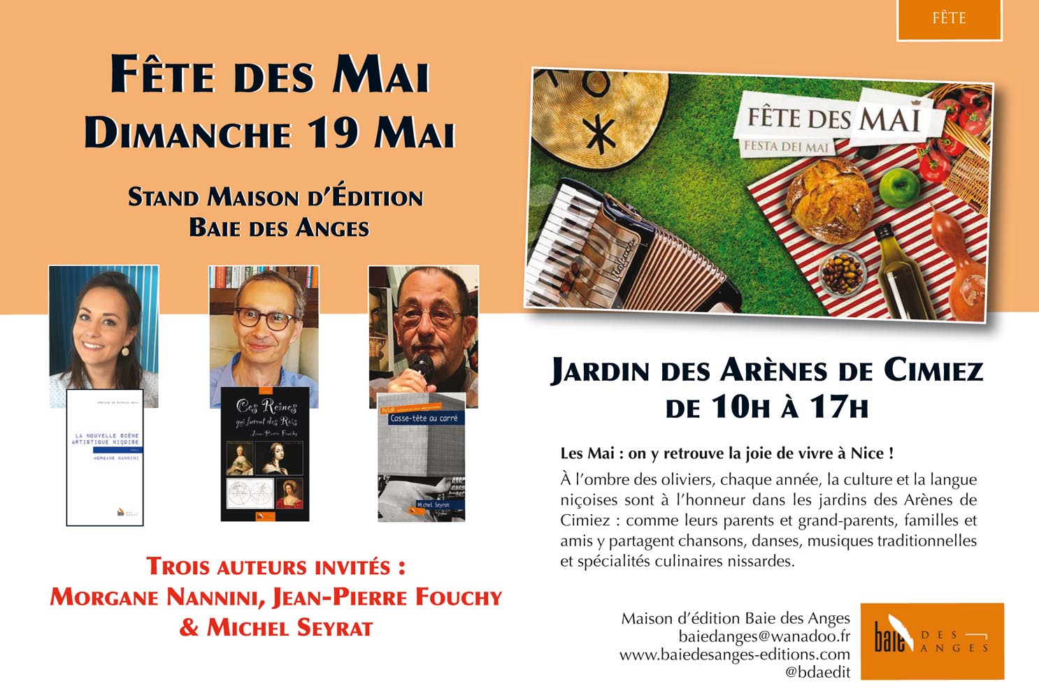 Dimanche 19 Mai Fête des Mai – Baie des Anges éditions